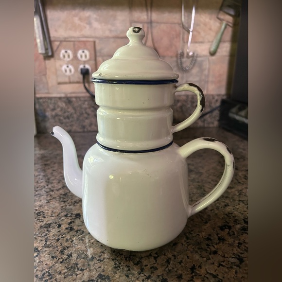 Kitchen | Classic White Enamel French Drip Coffee Pot Aka A Biggin ...